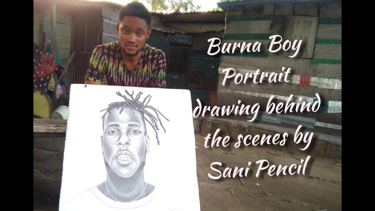 Burna Boy Portrait drawing behind the scenes by Sani Pencil - YouTube
