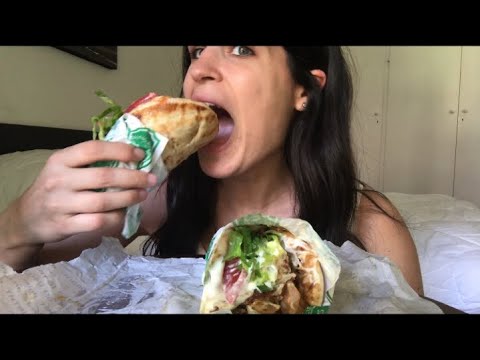 EATING: Greek Pita Gyros ( Eating Show/ASMR/Eating Sounds) - YouTube