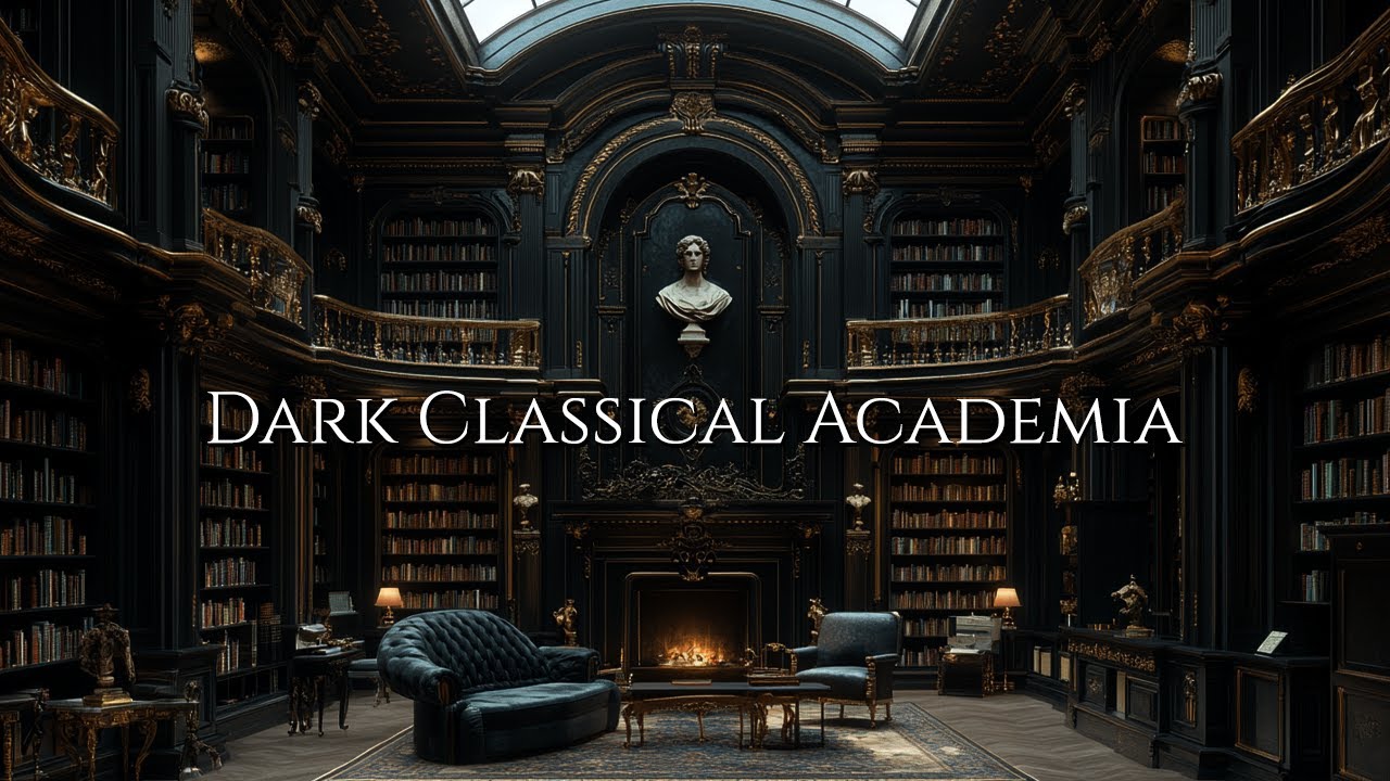 Dark Classical Academia - You’re studying in a large library at ...