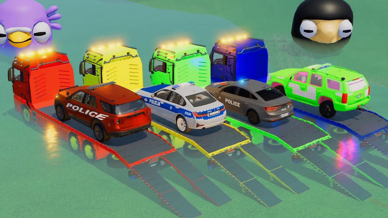 POLICE COLORFULL - TRANSPORTING POLICE CARS, AMBULANCE VEHICLES, FIRE ...