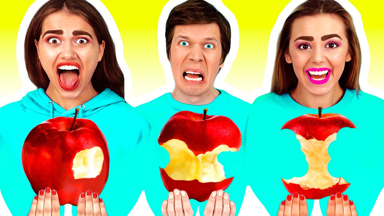 BIG, MEDIUM AND SMALL BITE CHALLENGE by Ideas 4 Fun - YouTube