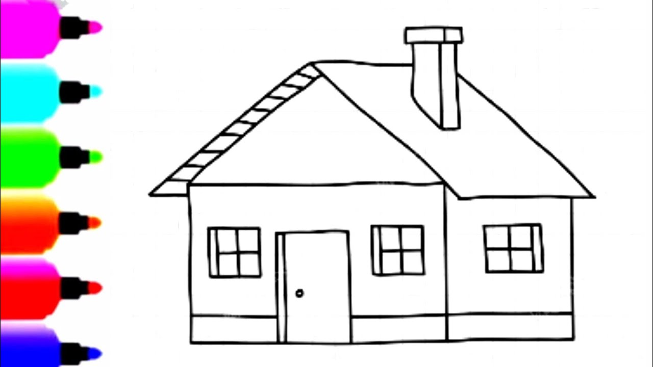 How to draw a House - Simple drawing for kids | basic | drawing of ...