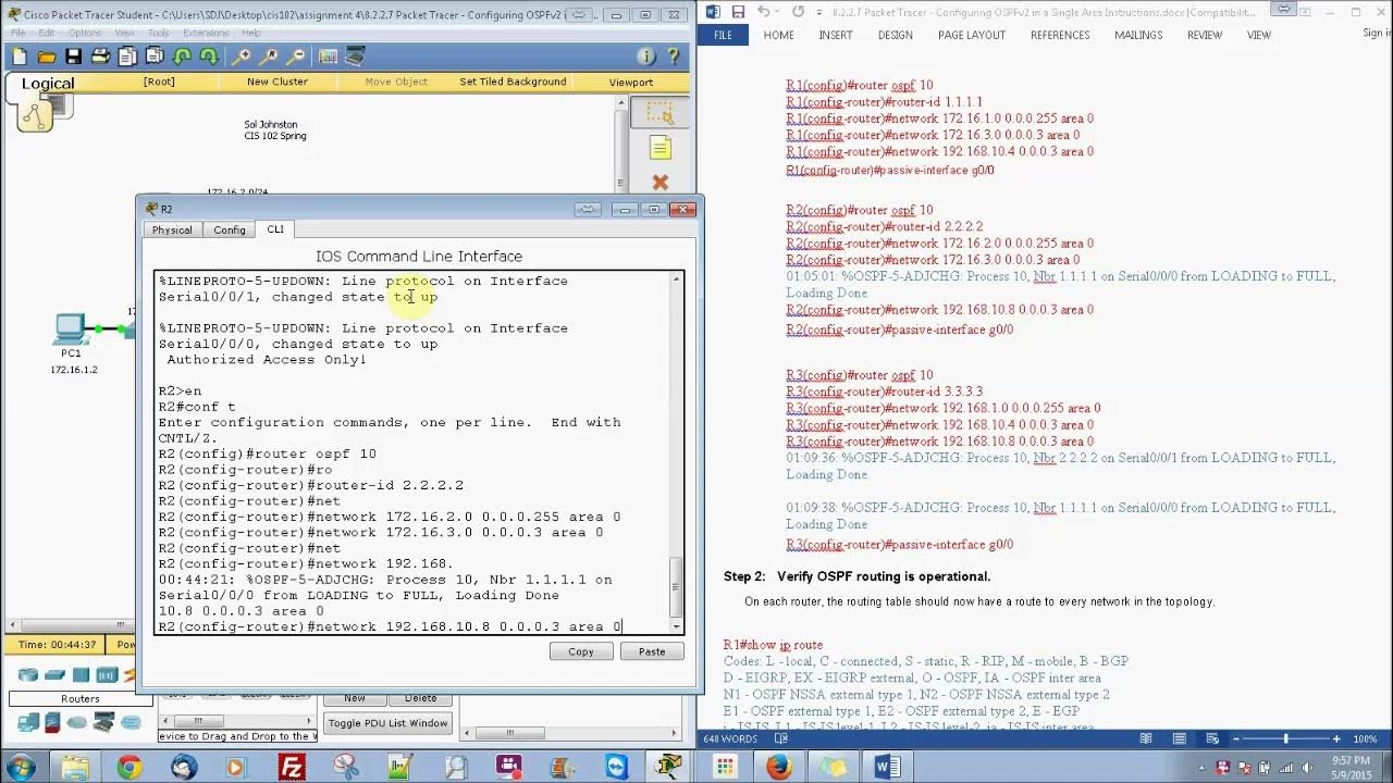 8227 Packet Tracer - Configuring Basic OSPFv3 in a Single Area - YouTube