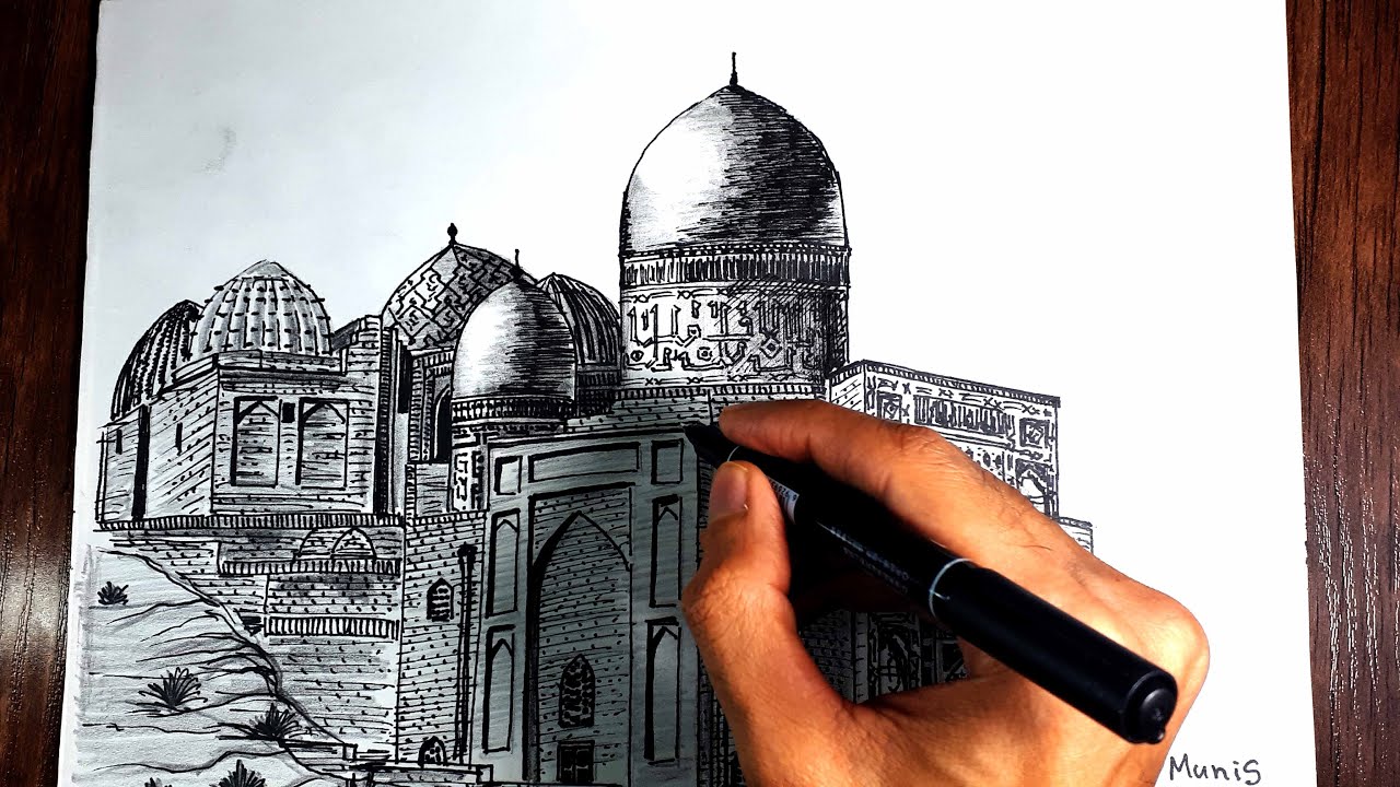 DRAW SAMARKAND SHKHI ZANDA. РИСУНОК САМАРКАНД ШАХИ ЗАНДА. - YouTube