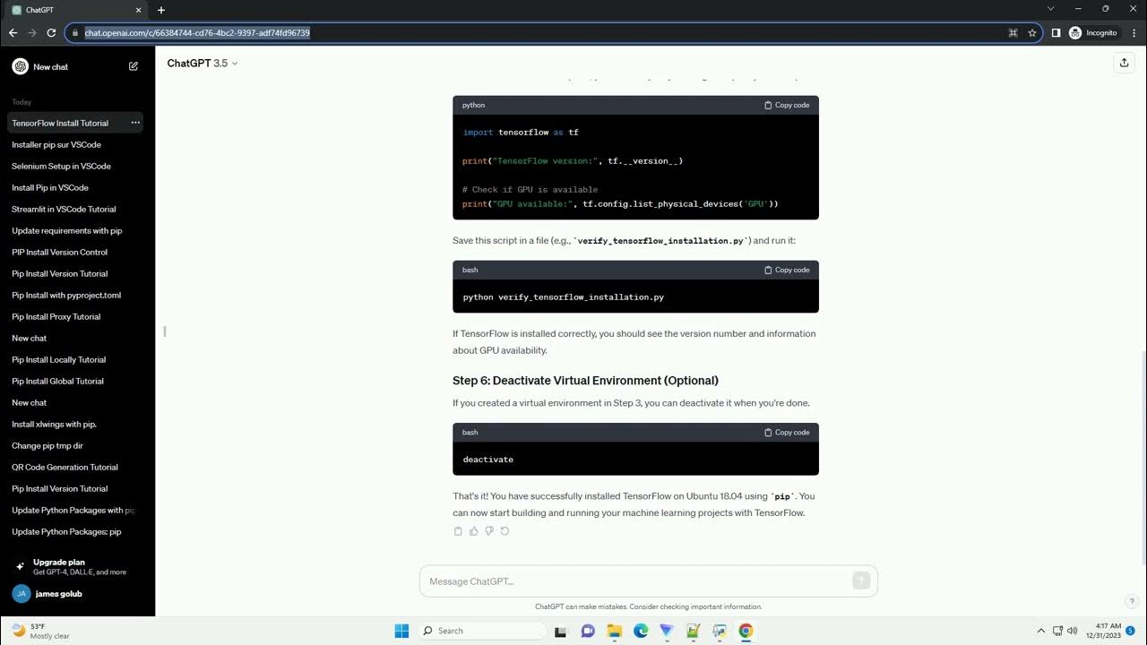 pip install tensorflow ubuntu 18 04 - YouTube