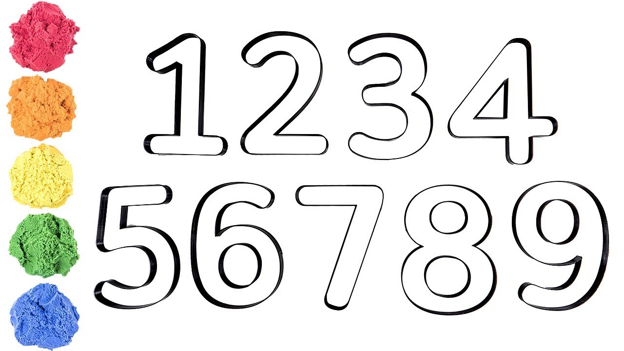 Numbers Coloring and Rainbow Kinetic Sand Filling and Drawing Play ...