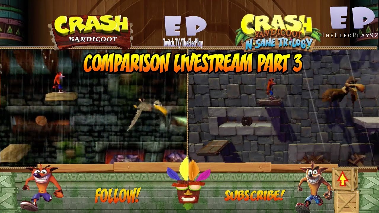 Crash Bandicoot N. Sane Trilogy & Crash Bandicoot (PS1) Comparison ...