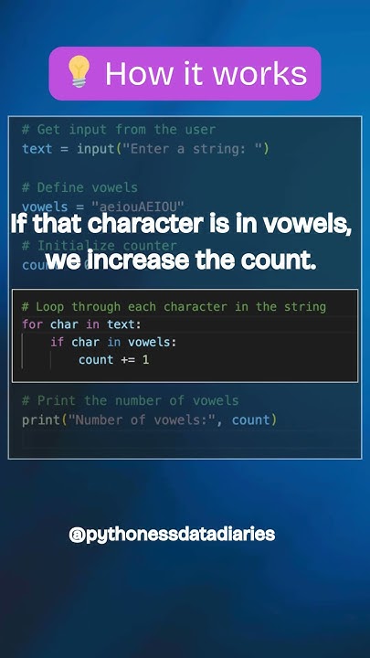 Python Exercise for Beginners :Count Vowels in Python in 30 Sec! 🔤 #pythonforbeginners - YouTube