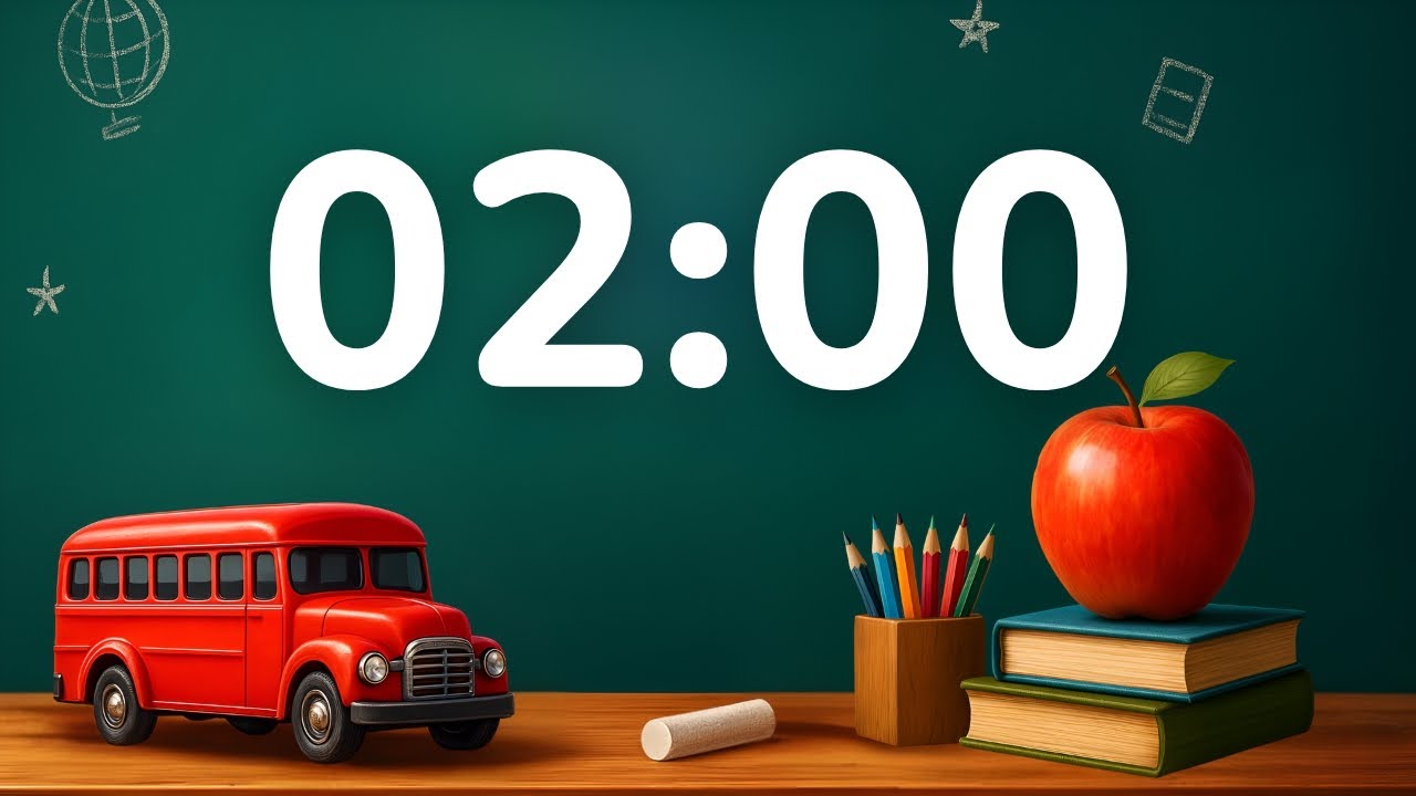 2-Minute Back to School Timer ⏰ | Silent Countdown with Digital Beep ...