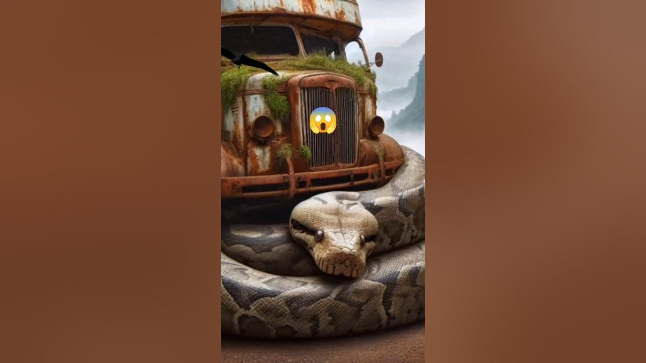 Rare discovery of python circling a bus in the Amazon forest #ai # ...