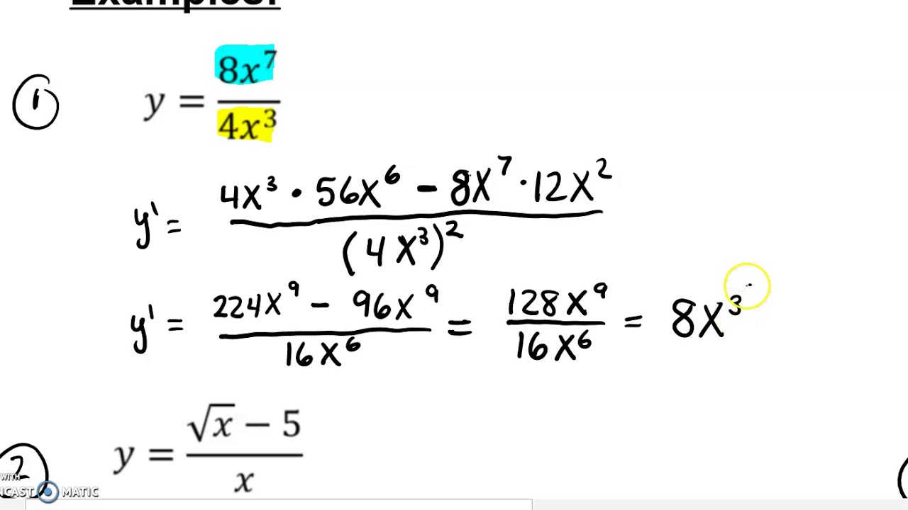 Quotient Rule AP Calculus - YouTube