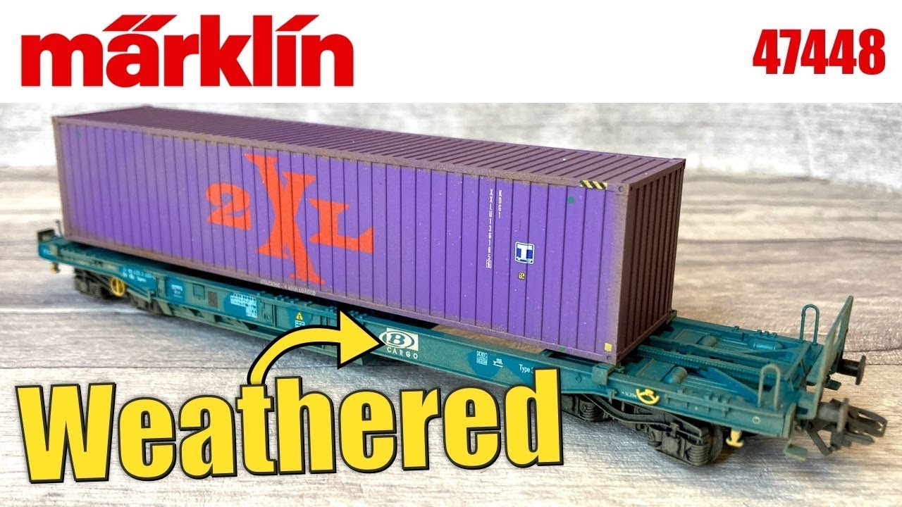 Weathered - Taschenwagen Well Wagon + Container Load Model Railway ...