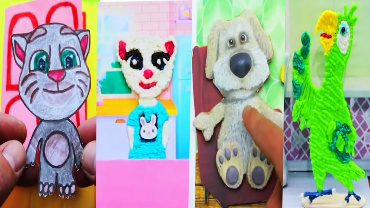 Big Collection Paper Game. My Talking Tom 2 in real life. DIY - YouTube