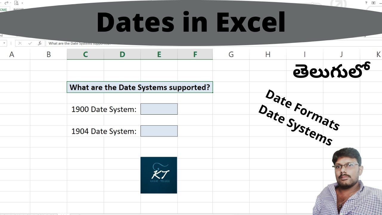 Dates in Excel || Date Systems || తెలుగులో - YouTube