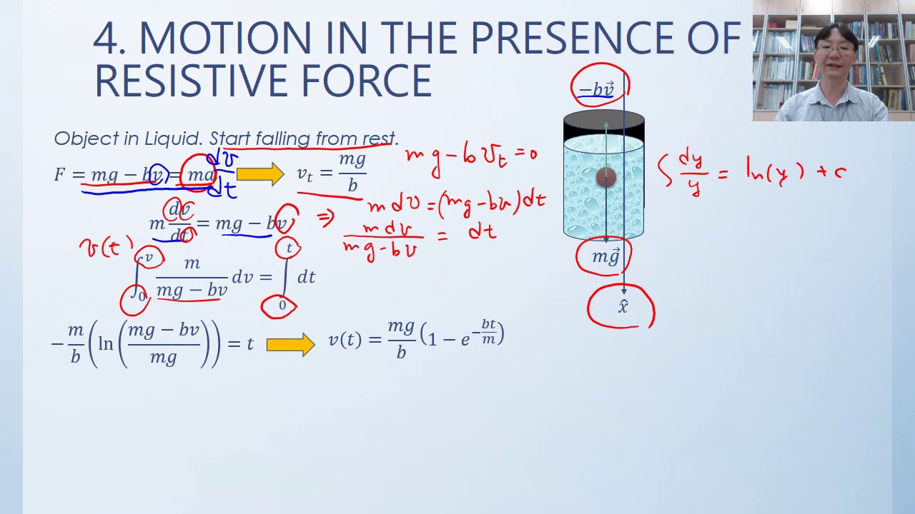 Lec37 物理(一) Motion in The Presence of Resistive Force - YouTube