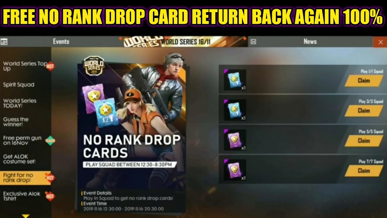 I GOT FREE NO RANK DROP CARD IN RANK MATCH - #gaming #freefire # ...