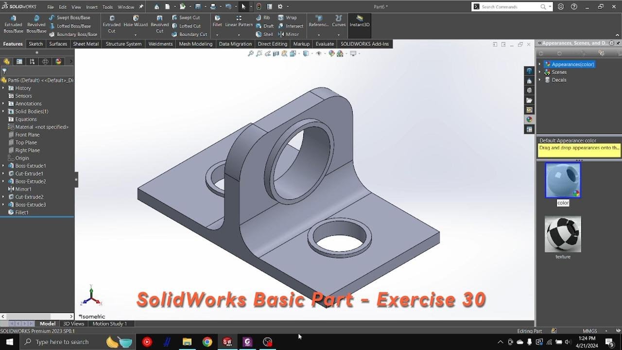 SolidWorks Basic Part - Exercise 30 - YouTube