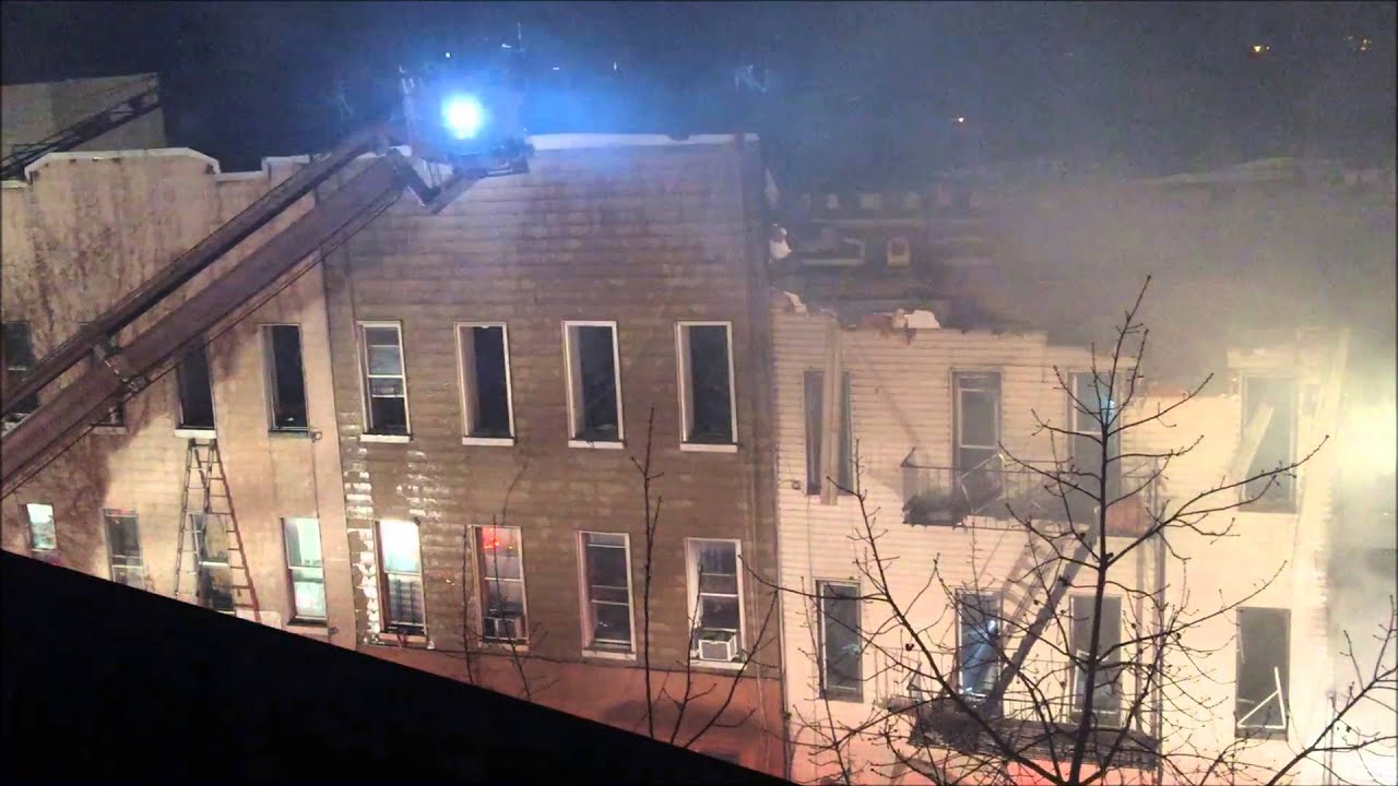 FDNY BATTLING A 6TH ALARM FIRE ON DEKALB AVENUE IN THE BUSHWICK AREA OF ...