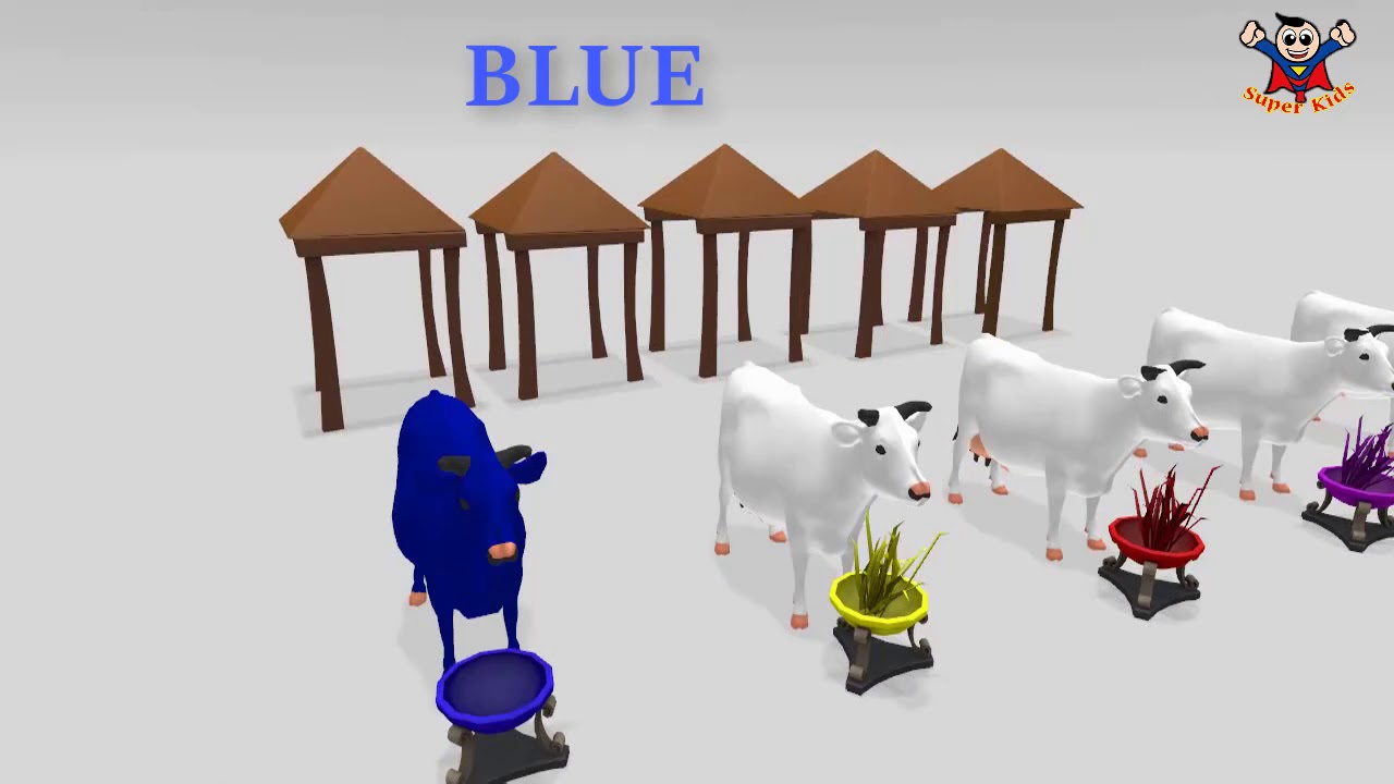 Learn Colors With Milk Cows For Kids | Learn Colors with Grass 3D Cows ...