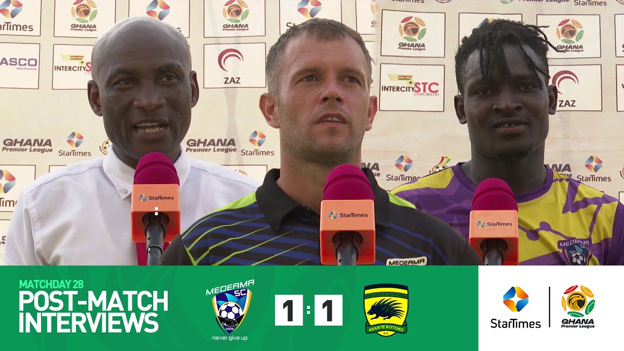 Medeama SC 1 : 1 Asante Kotoko | Post-match interviews | Ghana Premier ...