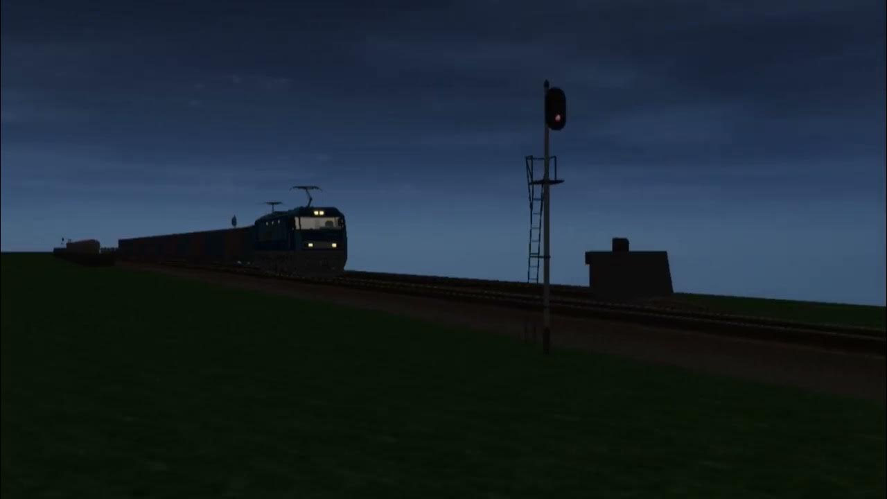 VRM5版単線自動閉塞区間4駅夜間走行EH200牽引ワキ380000 - YouTube