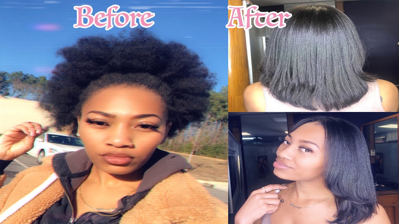 MY FIRST SILK PRESS & TRIM AFTER 4 YEARS | NATURAL 4C HAIR - YouTube