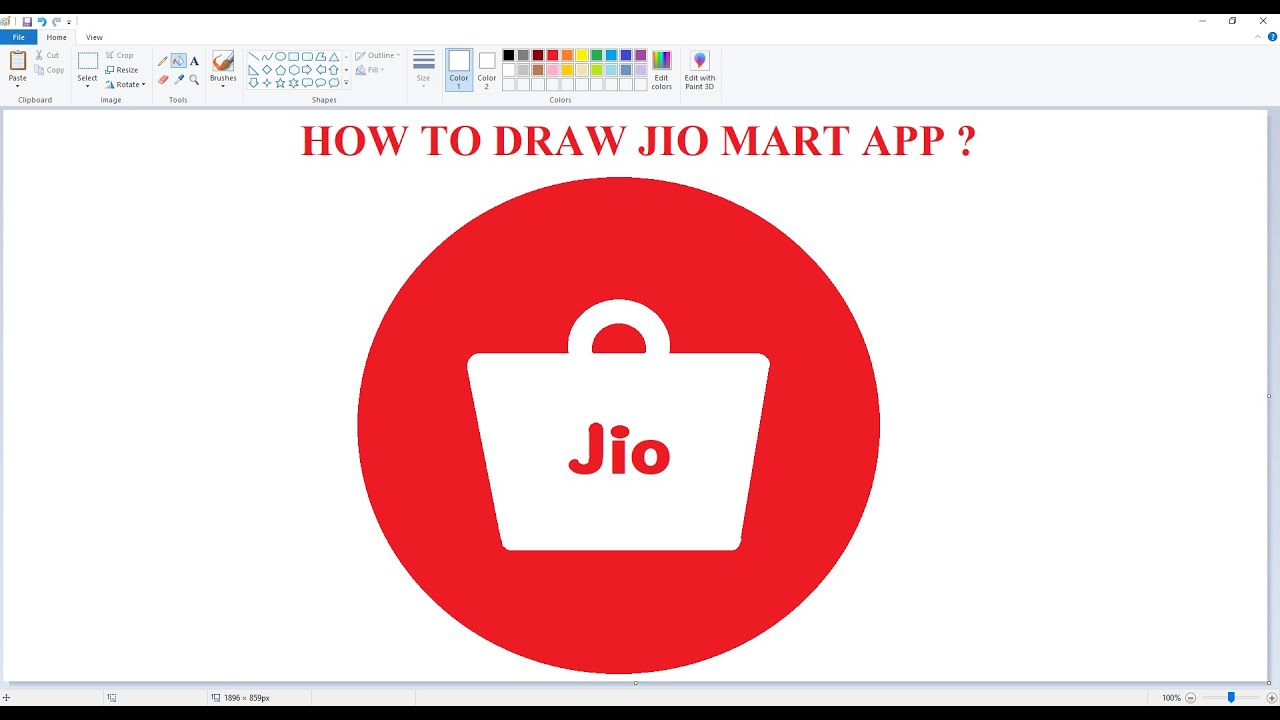 How to draw jio mart app || step by step drawing || MS PAINT || smart ...