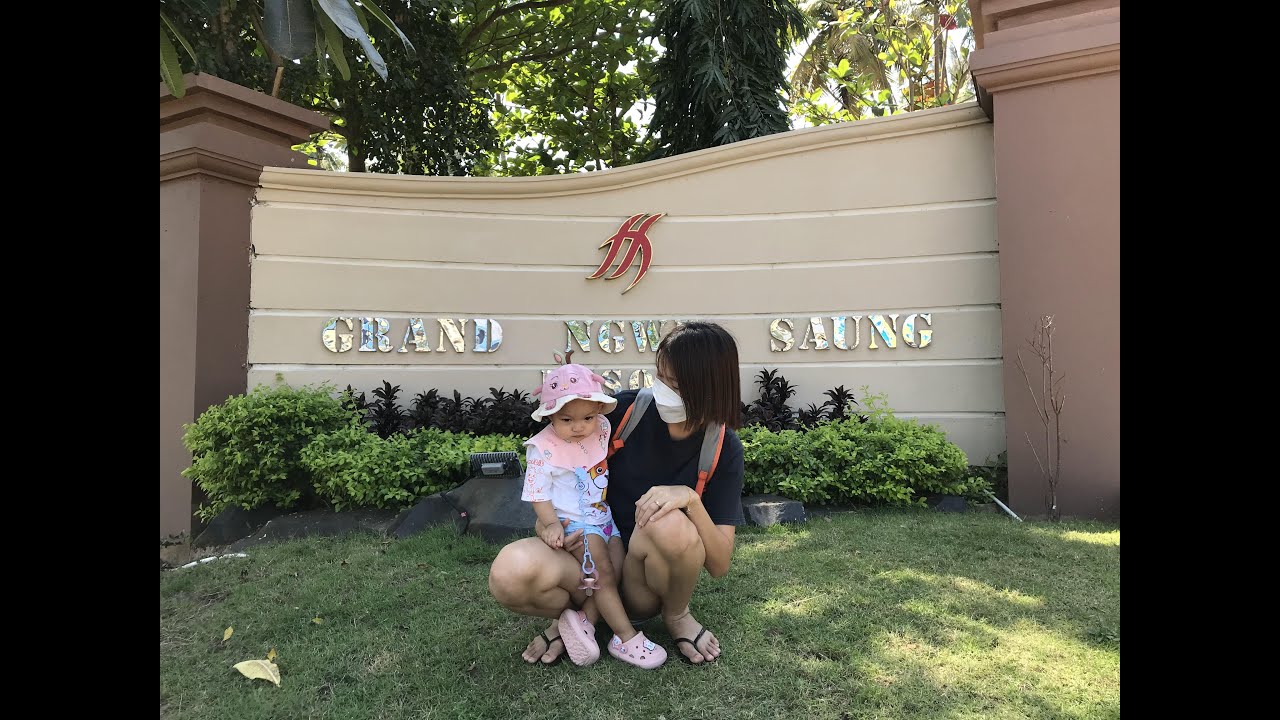 Episode.1 / Ngwe Saung Beach / Grand Ngwe Saung Resort / Baby first beach / Ei & Naw Charis Vlog ...