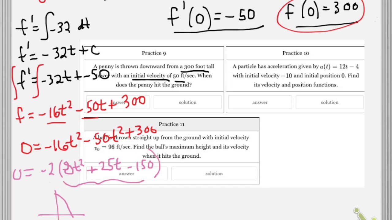 integral word problems gravity - YouTube