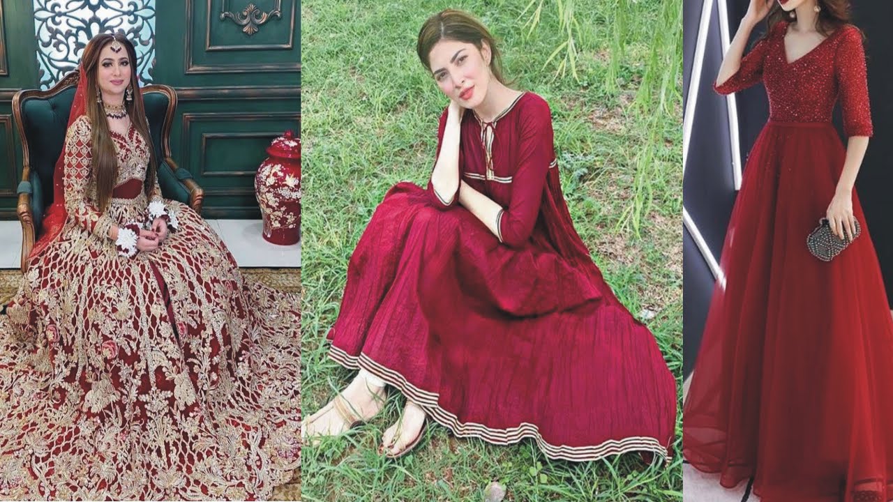 New Stylsih Red Colour Frock Design | Red Dress Designing Ideas With ...