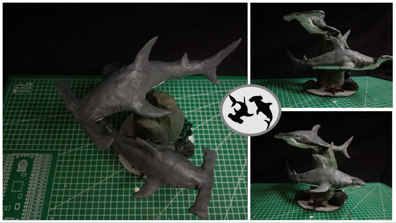 Sculpting Twin Hammerhead Sharks Diorama [Timelapse] - YouTube