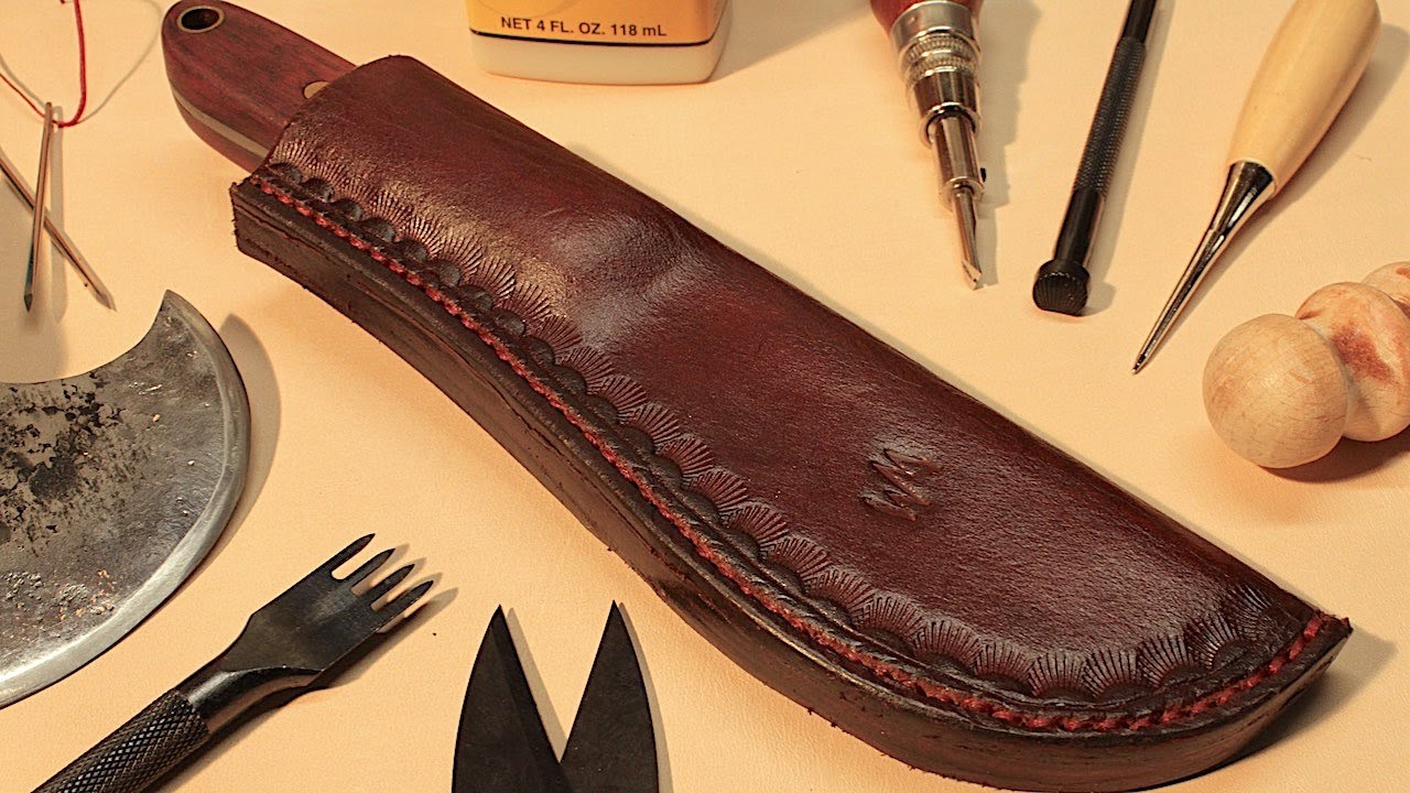 DIY Knife Sheath - leather working - YouTube