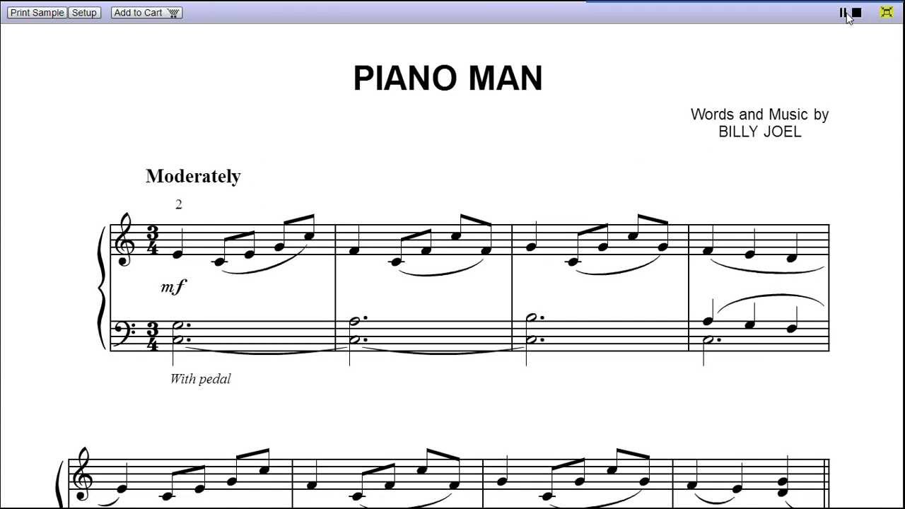 Piano Man - Piano Solo Sheet Music : Teaser - YouTube
