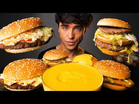 ASMR Eating EXTRA CHEESE SAUCE on BURGERS from McDonalds 맥도날드 불고기 버거 먹방 | McBang ASMR