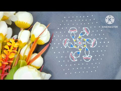 15-8 dots easy and simple Rangoli | festival rangoli | chukki rangoli ...