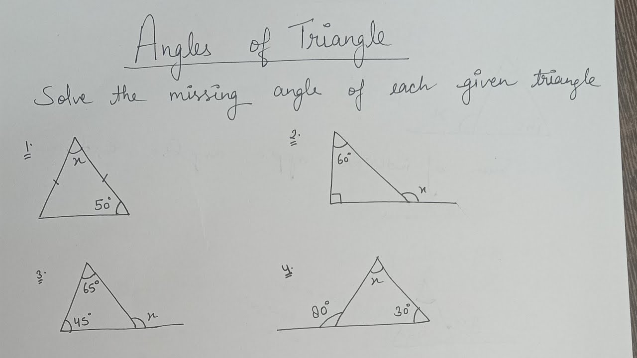 Angles of triangle: sum of interior angles and #exterior angle property ...