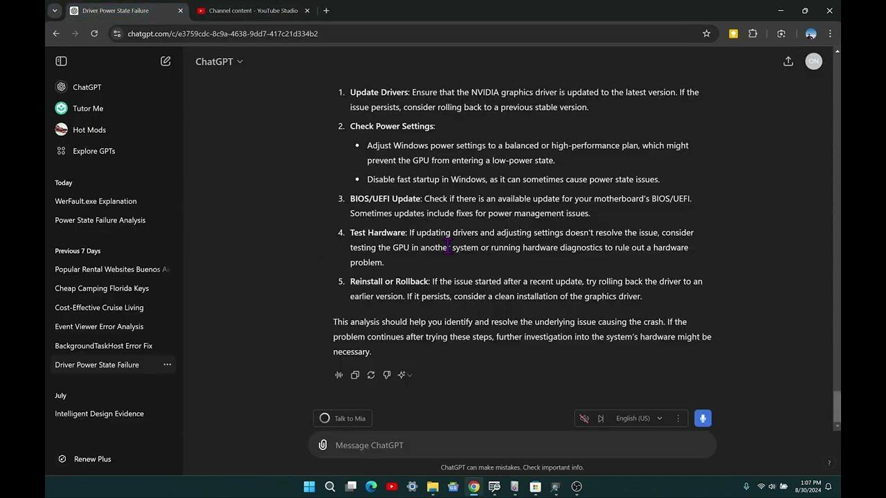 Troubleshoot PC (BSOD crash) using ChatGPT (A.I.) - YouTube