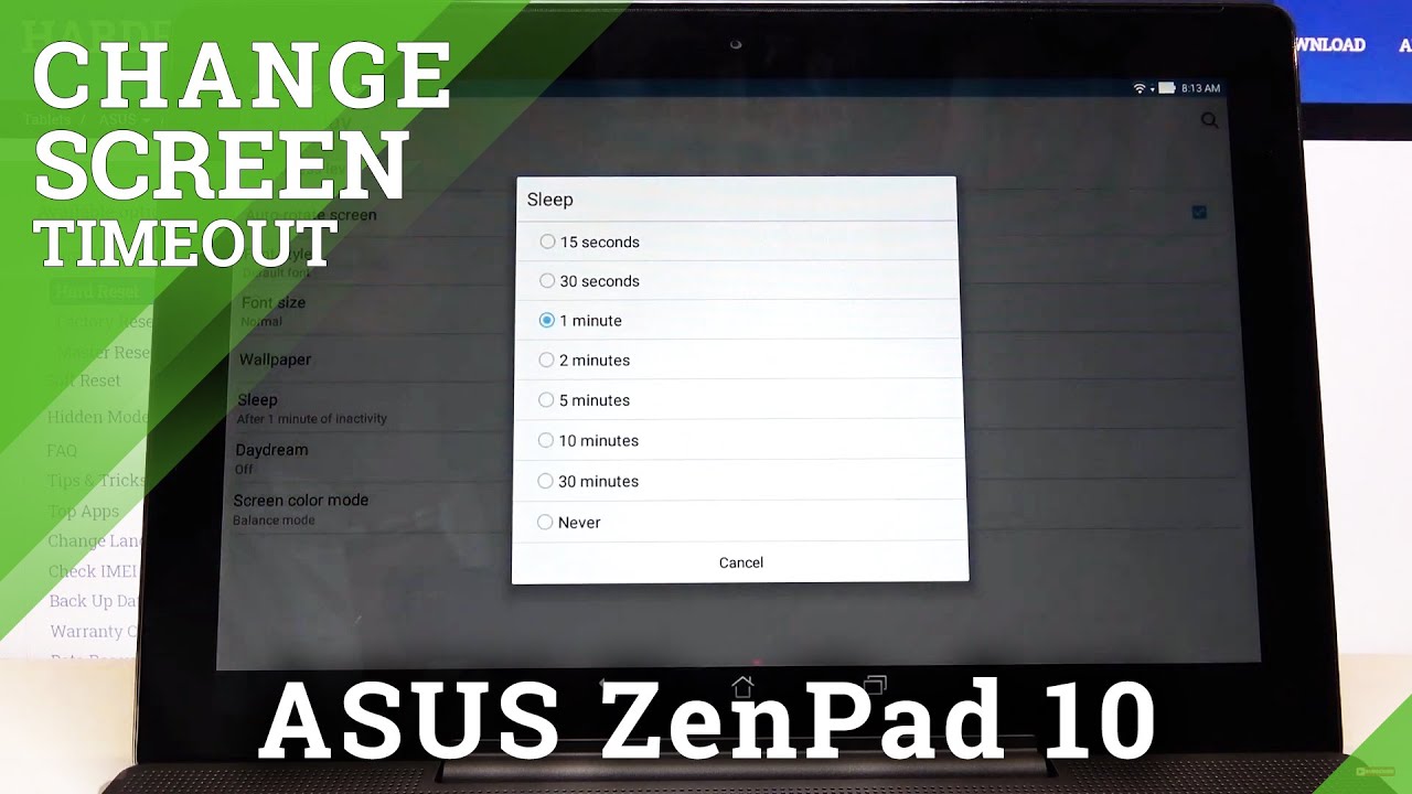 How to Set Screen Timeout in ASUS ZenPad 10 – Choose Blackout Time ...