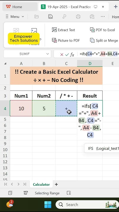 Create a Basic Excel Calculator — No Coding | #excel #exceltips #exceltricks #ets #exceltutorial ...