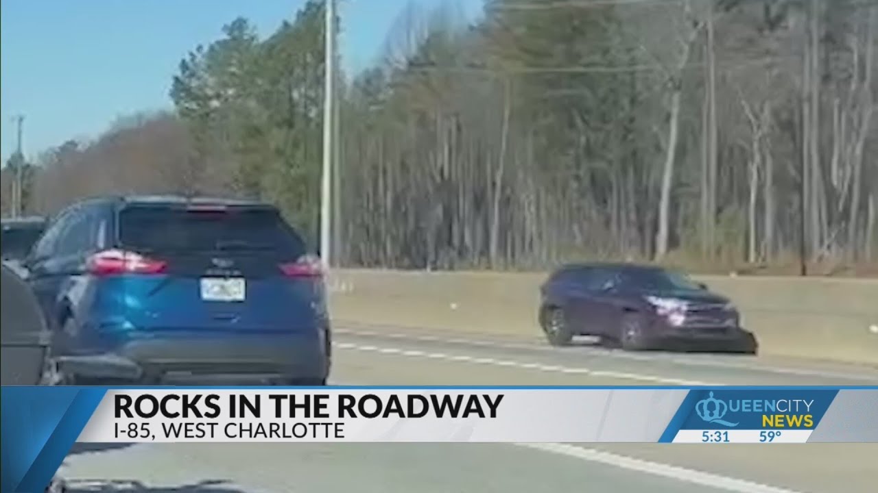Rocks on I-85 cause traffic headaches - YouTube