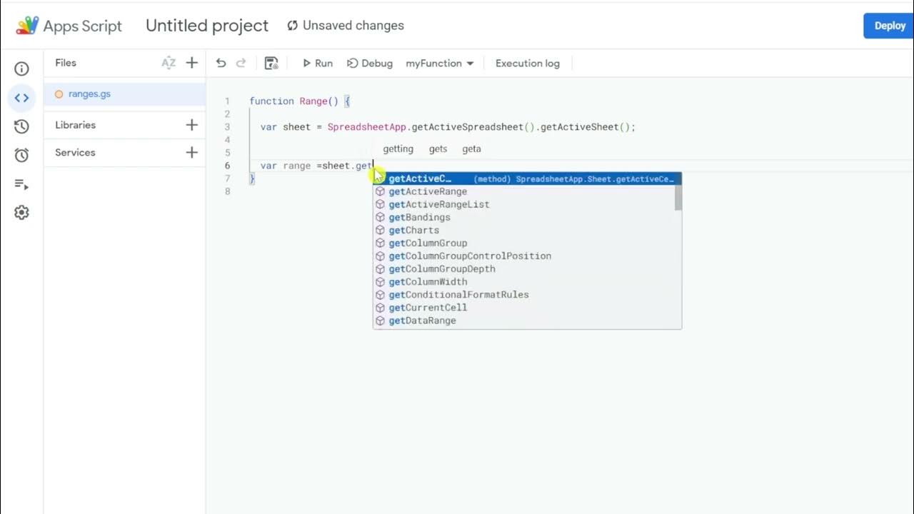 Google Apps Script Course (9) : Range - YouTube