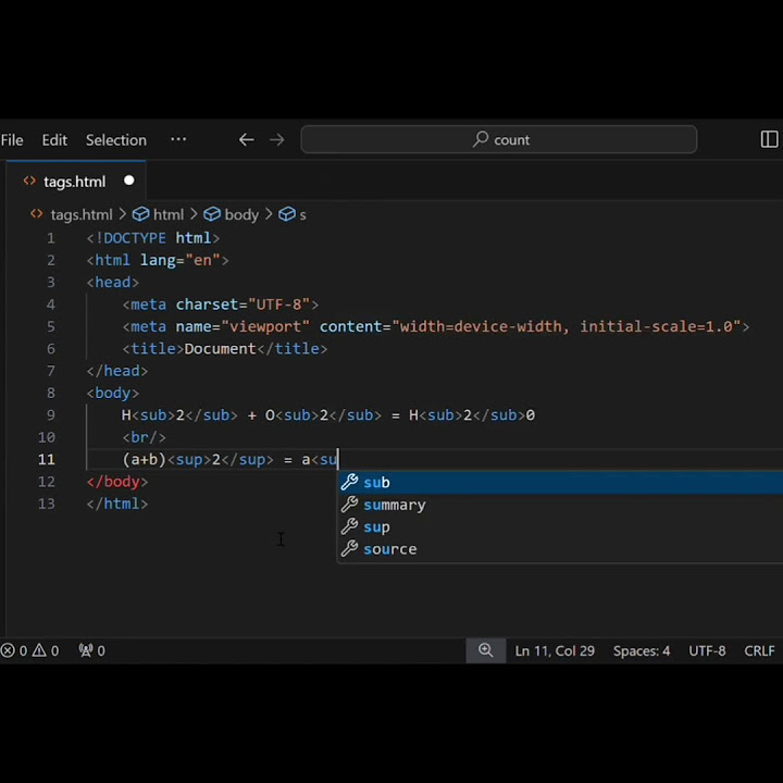 Use Html Tags To Write Formulas Coding Html5 Html Css3 Javascript Javascripttutorial