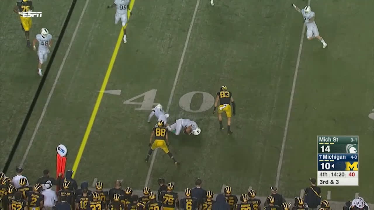 Joe Bachie Interception vs. Michigan - YouTube