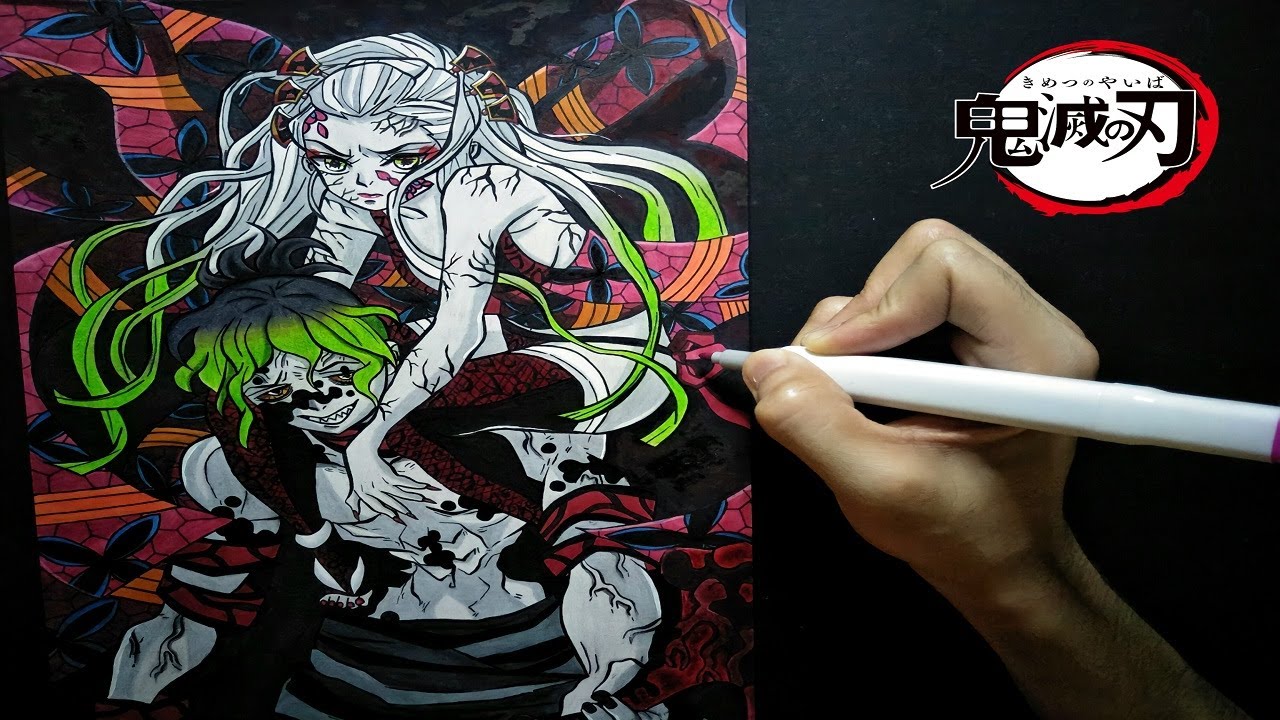 Speed Drawing Daki and Gyutaro from Demon Slayer - YouTube