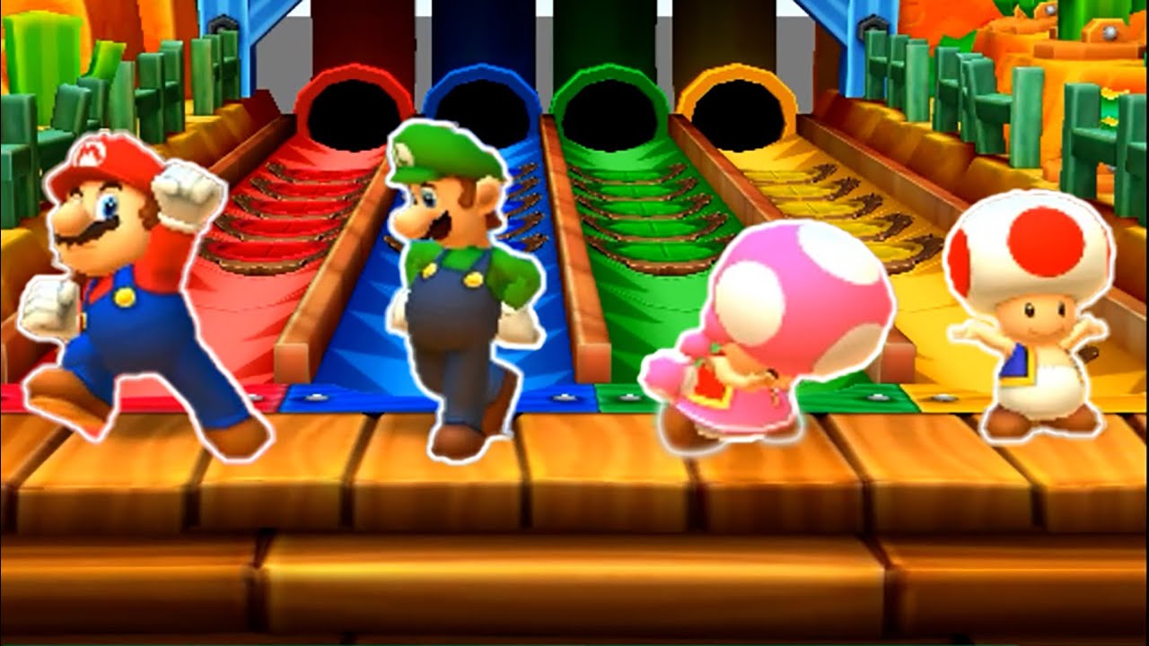 Mario Party Star Rush Minigame! Mario Vs Luigi Vs Toad Vs Toadette ...