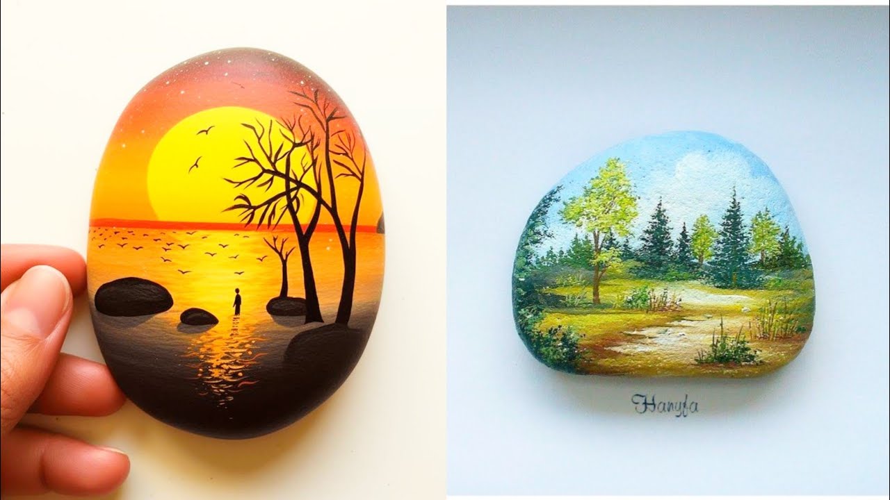 latest and classy pebble stone painting ideas - YouTube