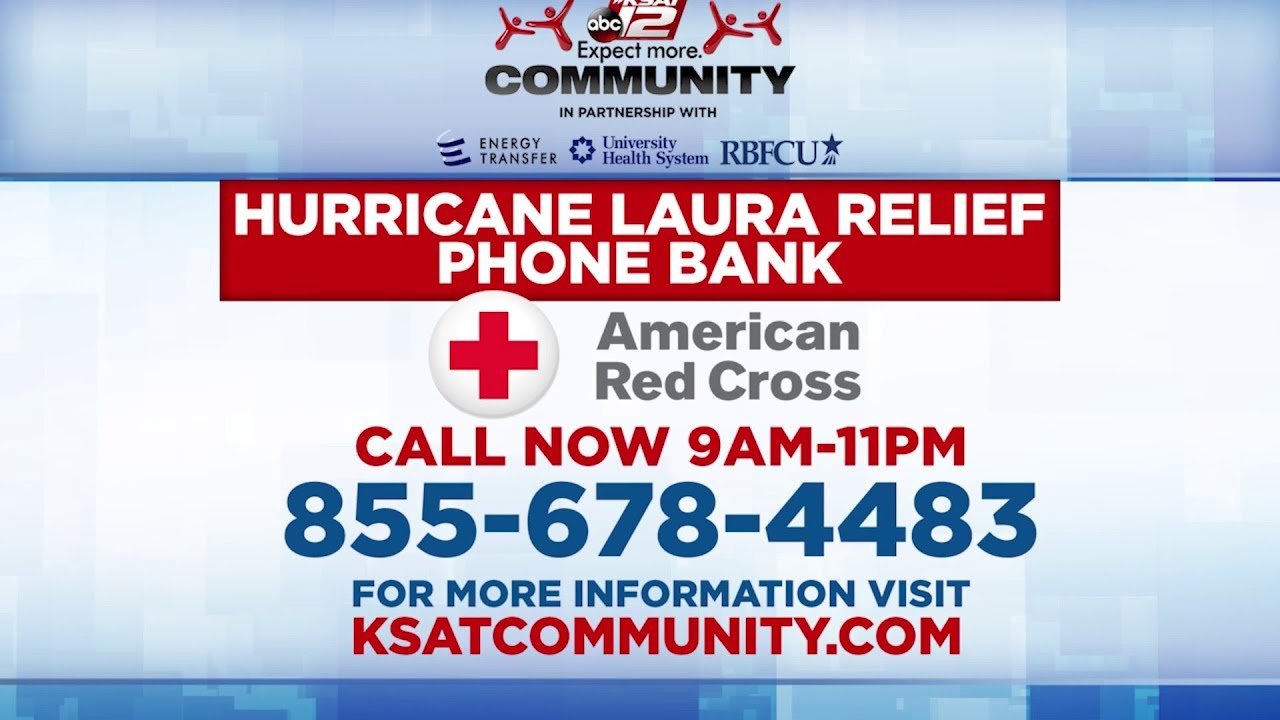 KSAT Community Hurricane Laura Relief Phone Bank is now open - YouTube
