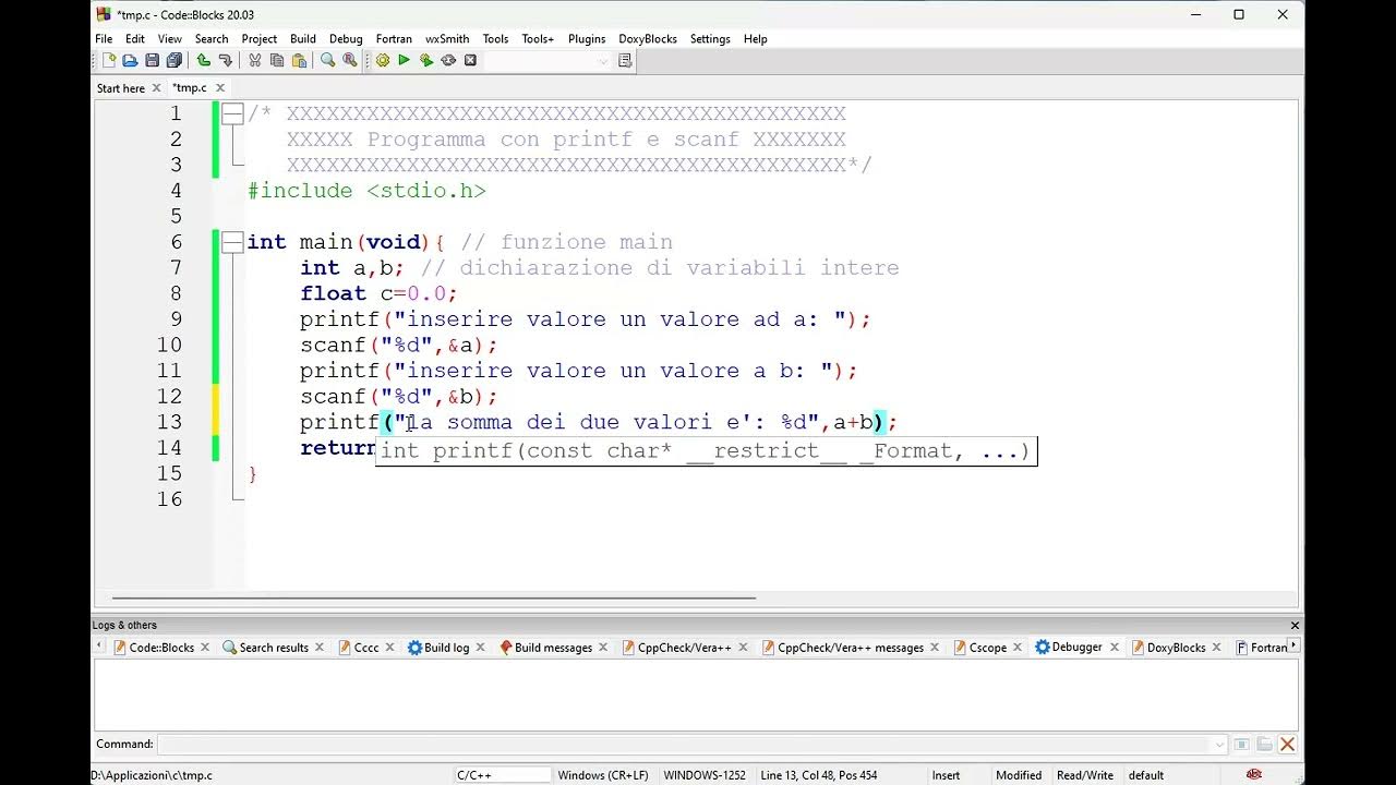 Linguaggio C: utilizziamo printf e scanf - YouTube