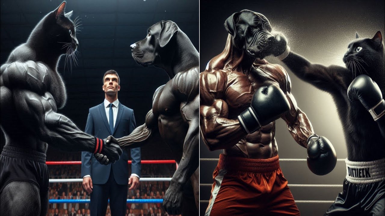 The Fighter Black Cat Vs Black Dog Boxing #catlover #marvel #cutecat # ...