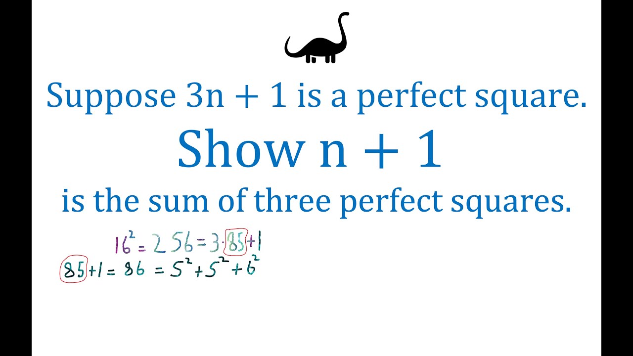 Given 3n + 1 is a perfect square, prove n + 1 is the sum of three ...